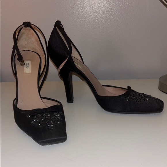 Prada | Shoes | Prada Black Stiletto Heels With Sparkling ...